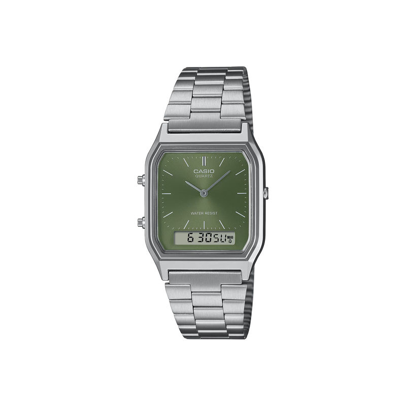 Buy Casio Unisex Vintage Green Dial Analog & Digital Watch - AQ-230A ...
