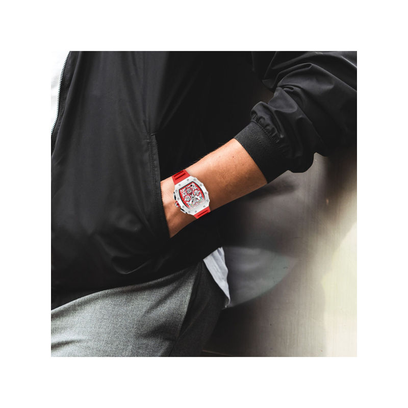 Buy Giordano Men Red Multifunction Water Resistant Square Wrist Watch ...