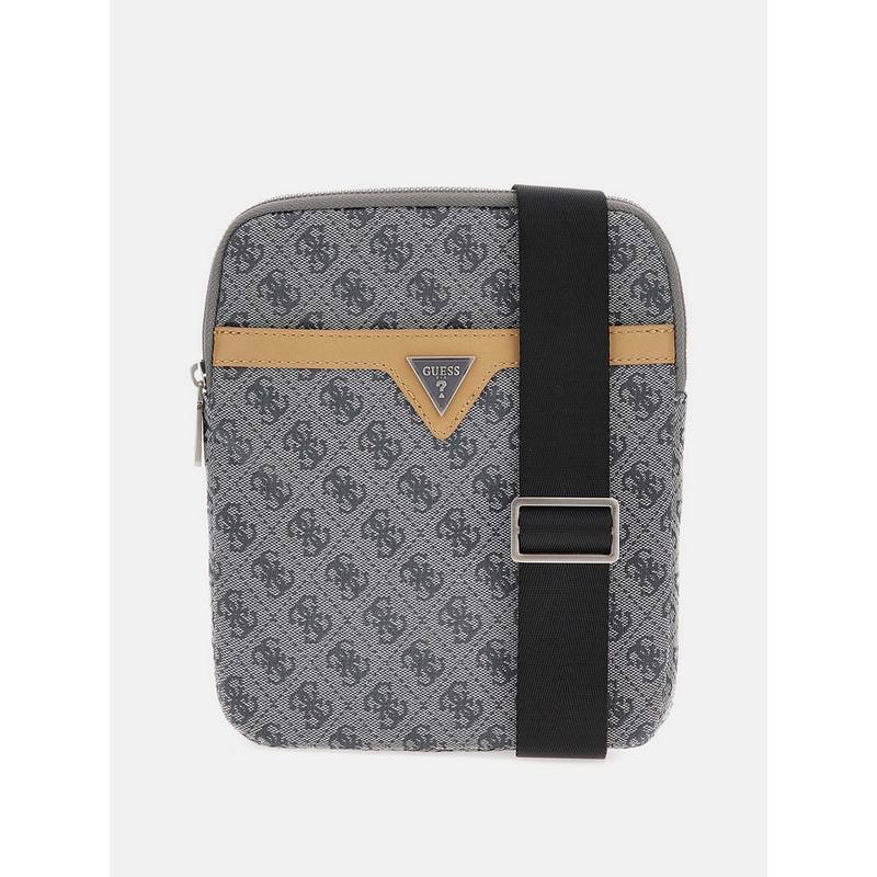 Buy Guess Men Grey Printed PU Crossbody Bag Online
