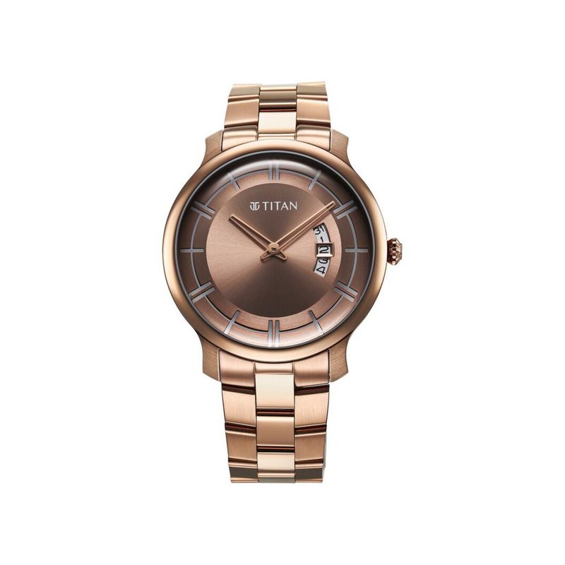 Buy Titan Men Classic Distincta Rose Gold Dial Stainless Steel Watch ...