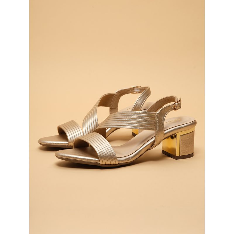 Buy Eridani Cathie Gold Block Sandal Heels Online