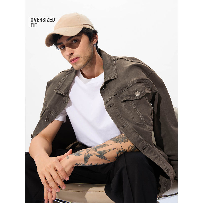 Buy The Souled Store Brown Solid Denim Jacket Online