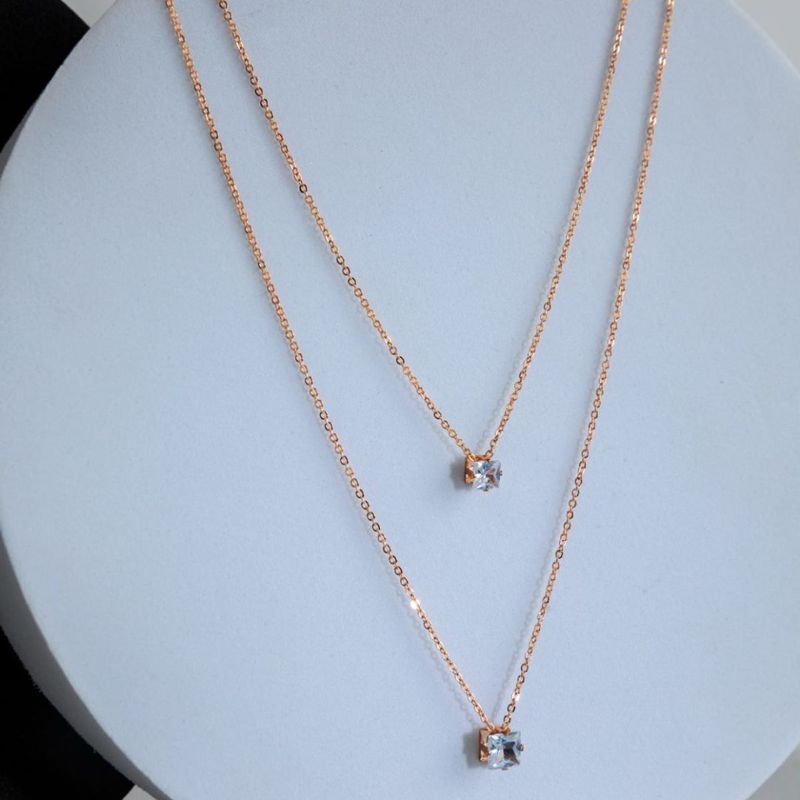 Buy PRITA Dual Layered Solitaire Rose Gold Plated Necklace Online