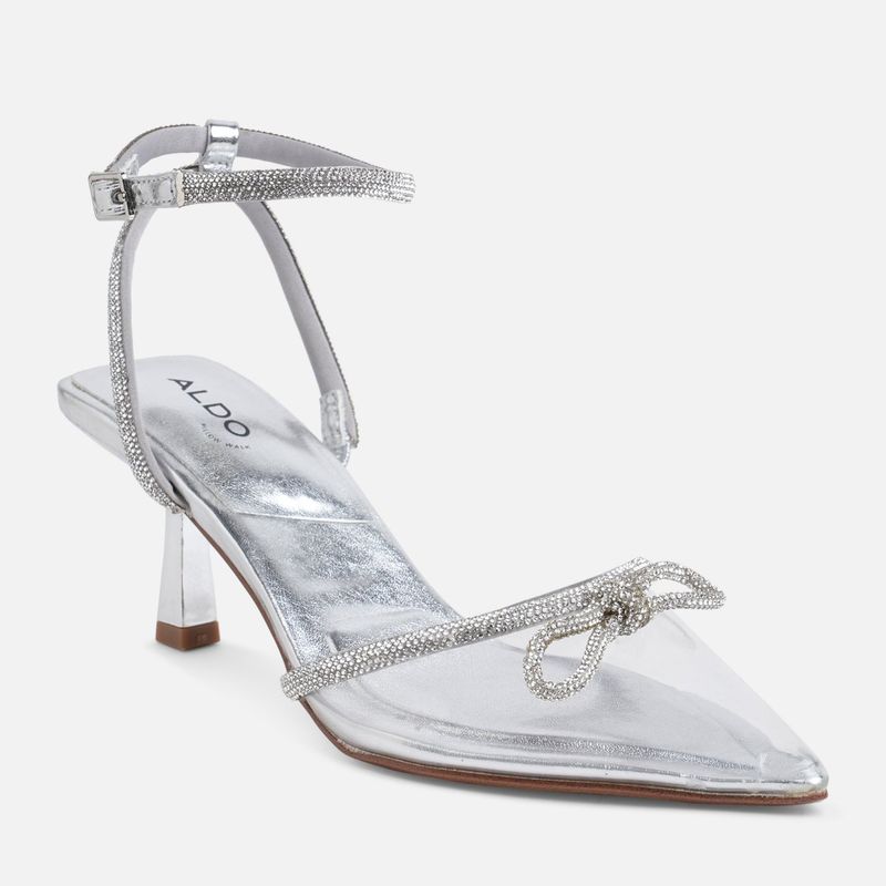 Buy Aldo Papiona Textile Silver Solid Pumps Online