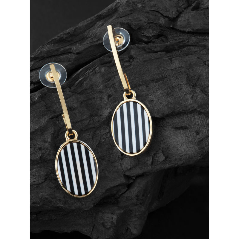 Buy E2O Black & White Stripe Design Dangler Earring Online