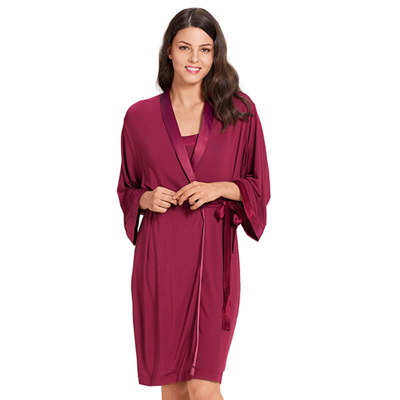 Buy Amante Satin Edge Robe - Maroon (L) Online