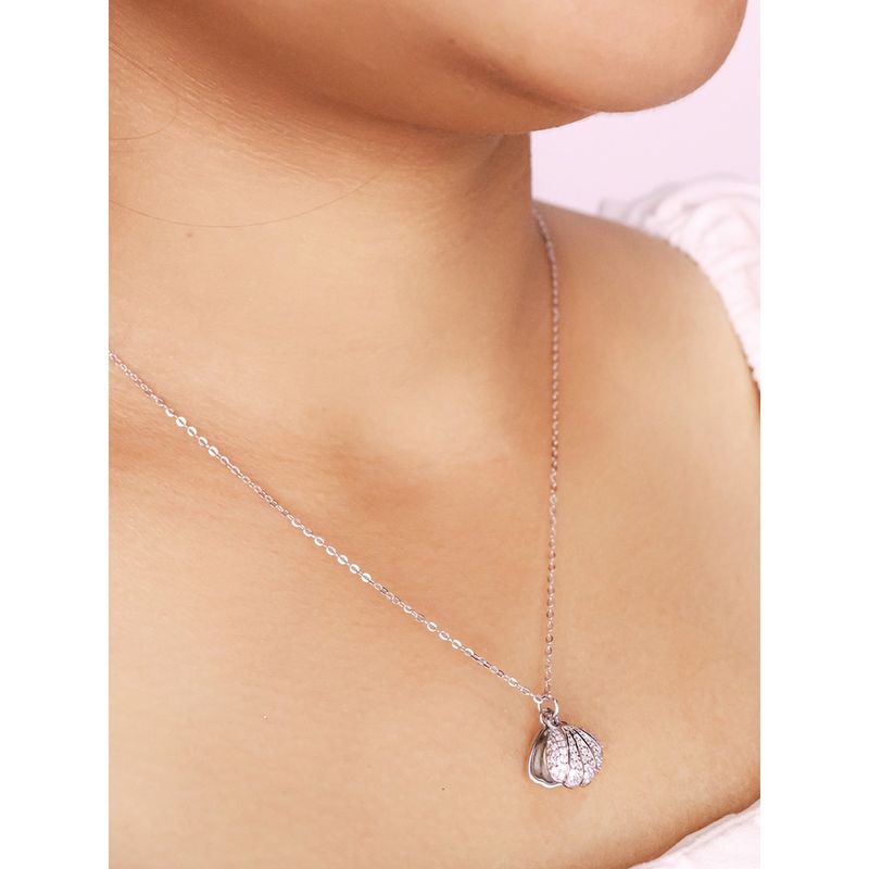 Buy SILBERRY 925 Sterling Silver Open Shell Pendant with Chain for ...