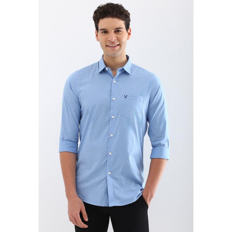 Buy Allen Solly Men Blue Slim Fit Print Full Sleeves Shirt Online