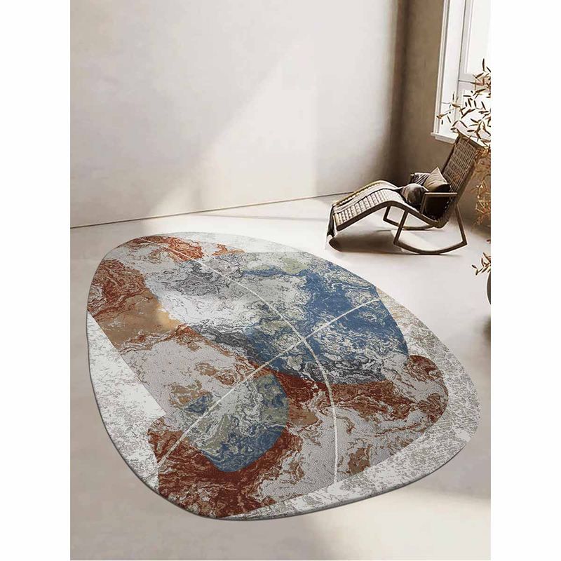 Buy OBSESSIONS Rust and Blue Polypropylene Oval Shape Carpet (5X7 Feet ...