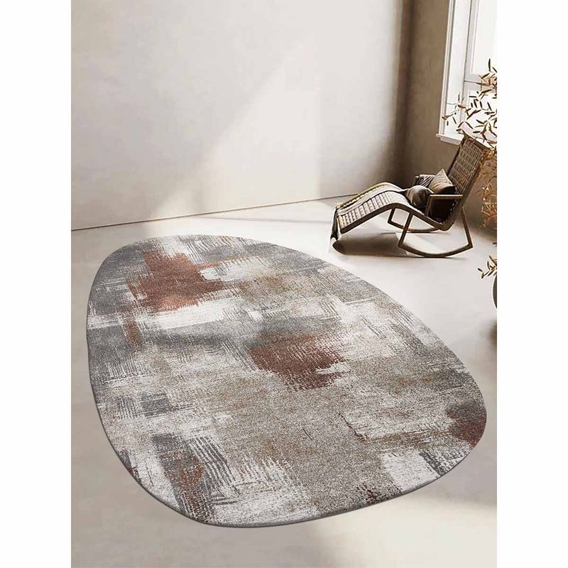 Buy OBSESSIONS Rust and Grey Abstract Polypropylene Oval Shape Carpet ...