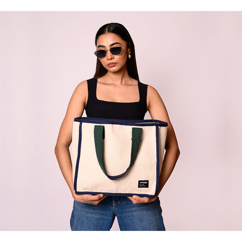Buy Earth Bags Soho Dual Colour Tote Bag Cream & Black Online