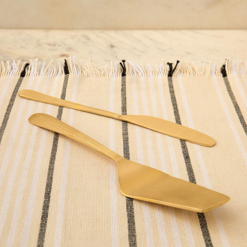 Buy Ellementry Celestial Brass Cake Slice Spoon (Set of 2) Online