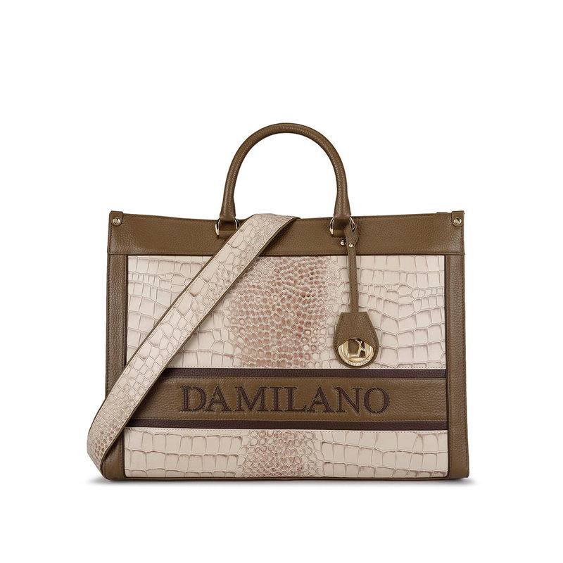 Buy Da Milano Genuine Leather Off White Ladies Bags Online