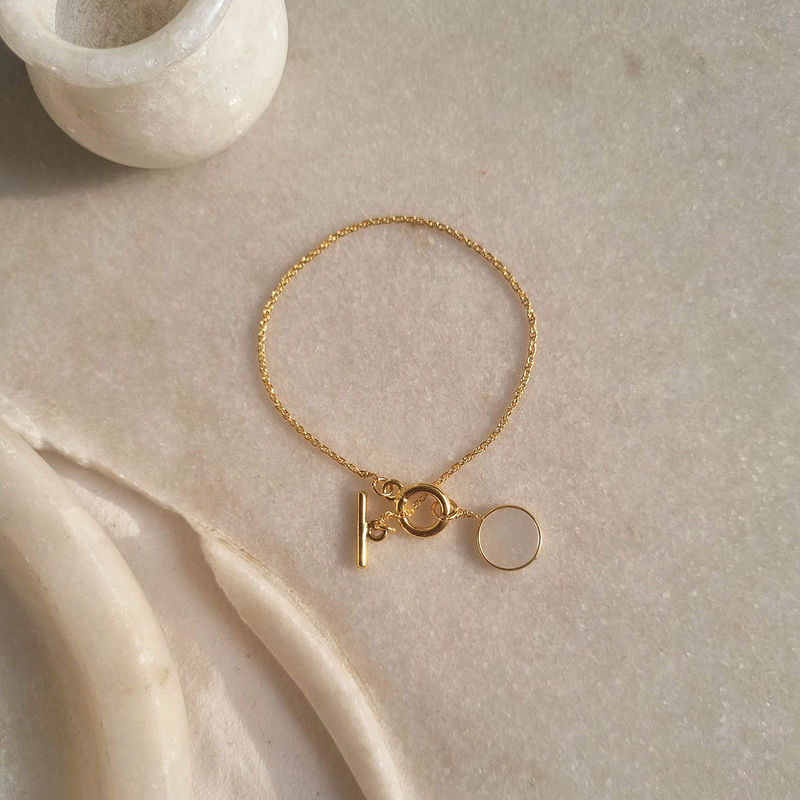 Buy Kiri Kiri White Moonstone Round Toggle Bracelet Online