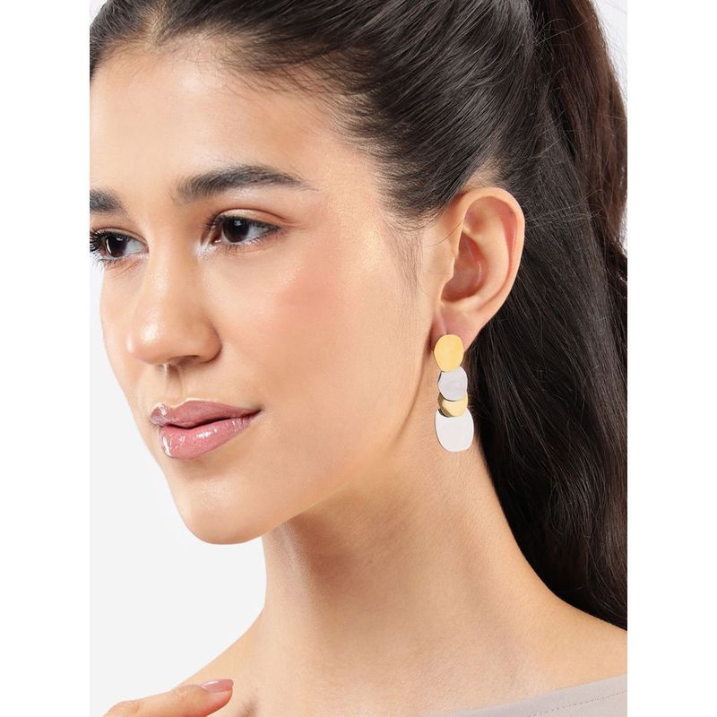 Buy Carlton London Gold and Silver Plated Multi Disc Drop Earrings Online