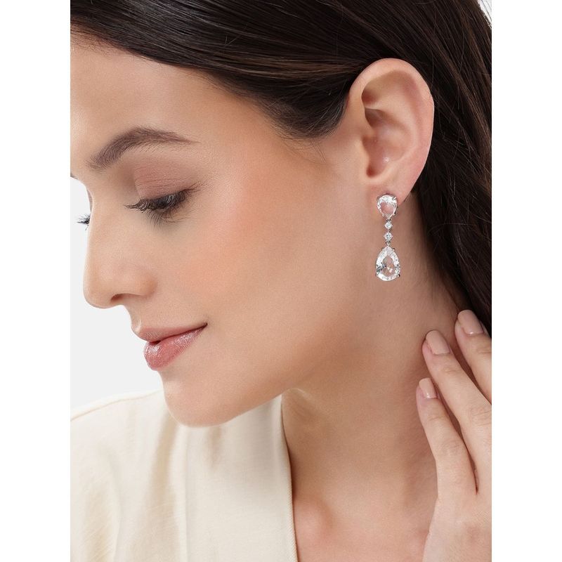 Buy Carlton London Premium Silver Plated Cz Dangling Solitaire Drop ...