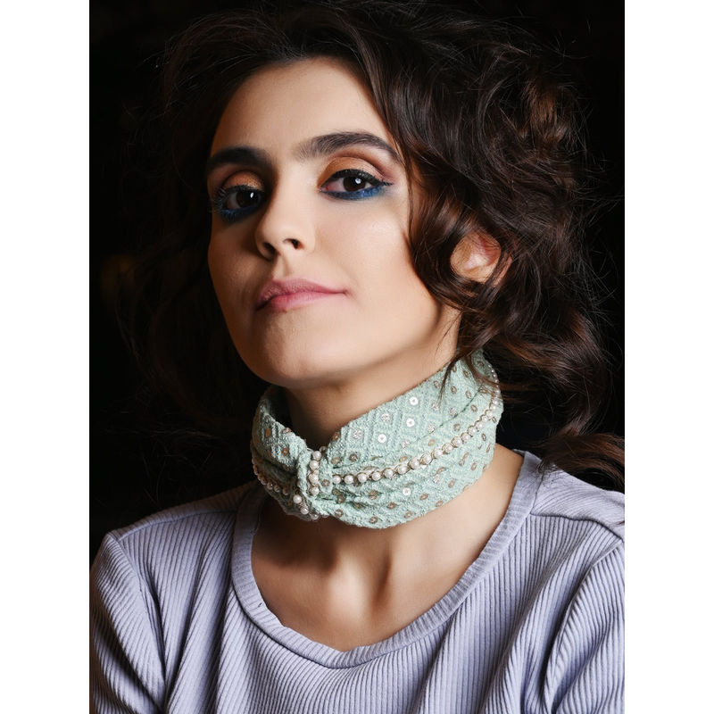 Buy Odette Green Cloth Cross Knot Hair Hoop Headband Online