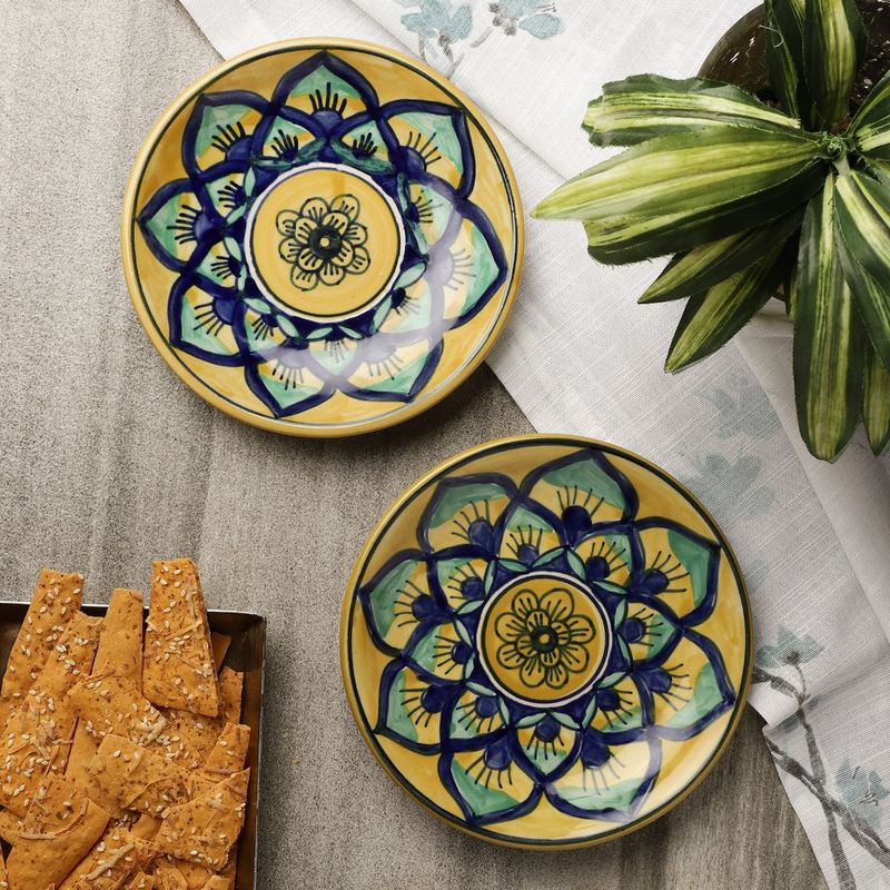 Buy The Decor Mart Mandala Print Quarter Plate - Set of 2 Online