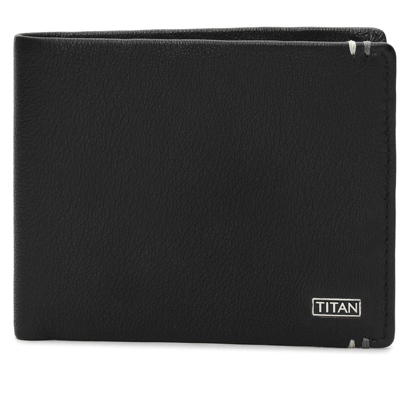 Buy Titan Solid Leather Bifold Wallet in Color Black Online