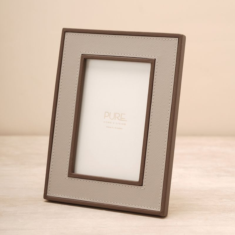Buy Pure Home + Living Beige Faux Leather Photo Frame Online