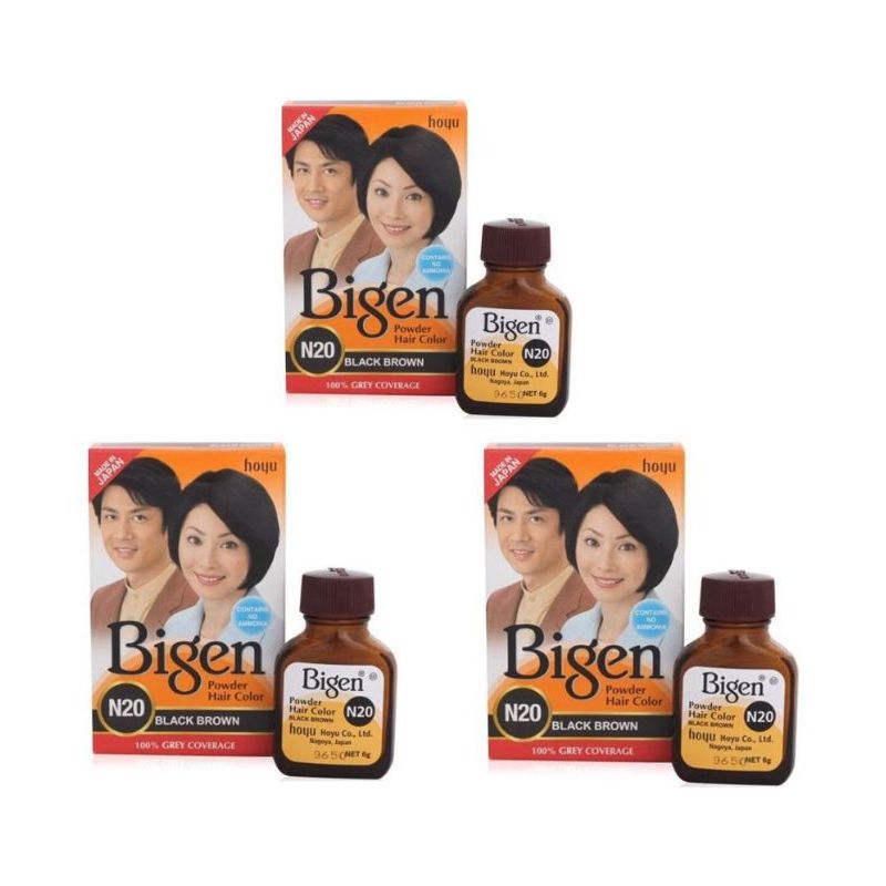 Buy Bigen Powder Hair Color - Black Brown N20 (Pack of 3) Online