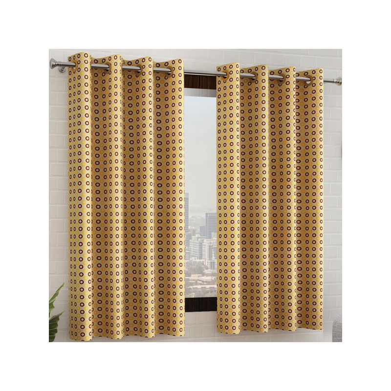 Buy Story@Home Beige Window Curtains (Pack of 2) Online