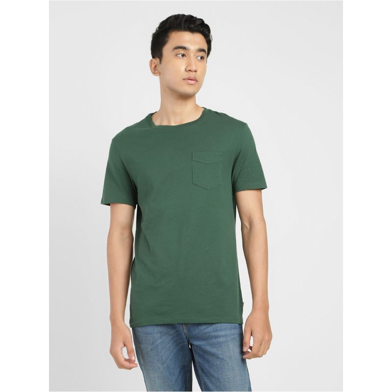 Buy Levi's Mens Green Solid Crew Neck T-shirt Online