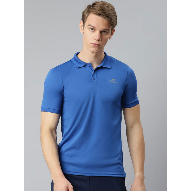 Buy Alcis Men Blue Polo Collar Slim Fit Polo T-Shirt Online