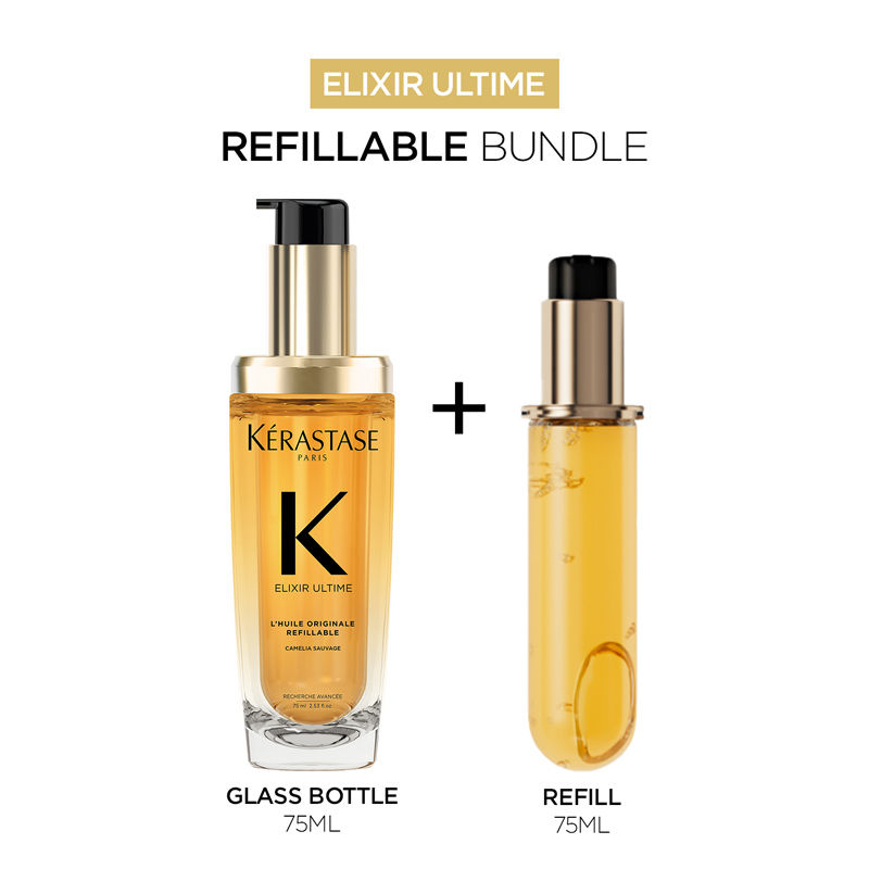 Buy Kerastase Elixir Ultime Hair Oil-In-Serum Refillable + Oil-In-Serum ...