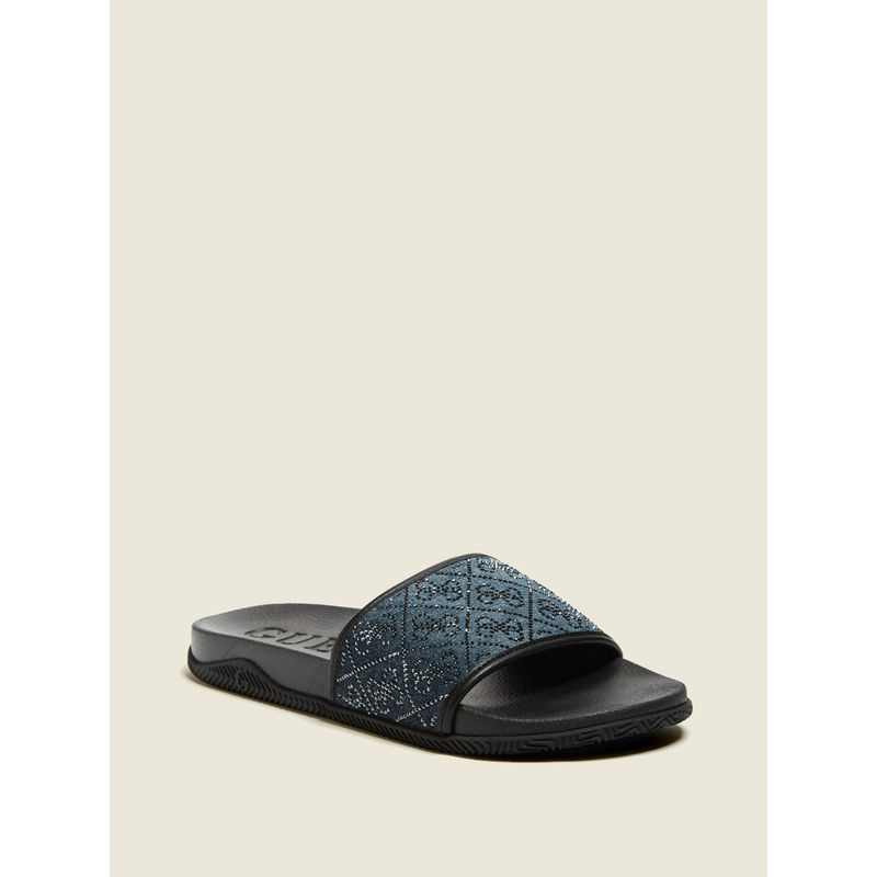 Buy Guess Women Navy Blue Embellished Sliders Online