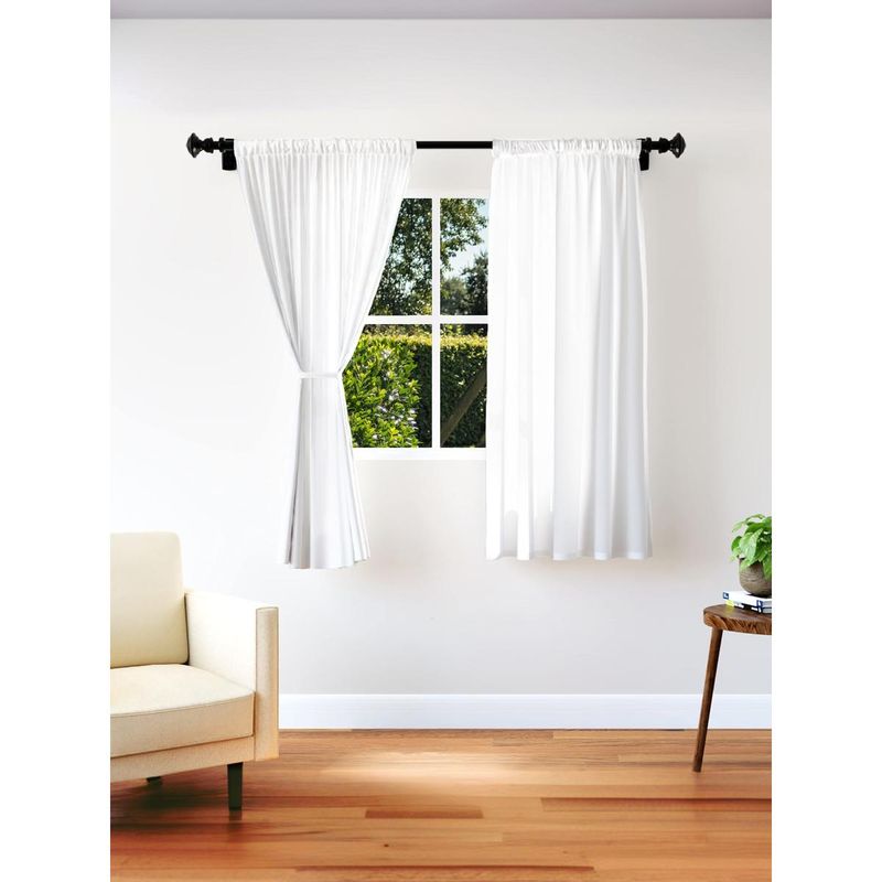 Buy Encasa Homes Tie Back Window Panel White Polyester Solid Curtains ...