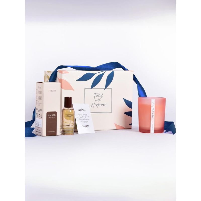 Buy Gleevers Rose Big Candle and Amber Perfume Gift Box for Her (Set of ...