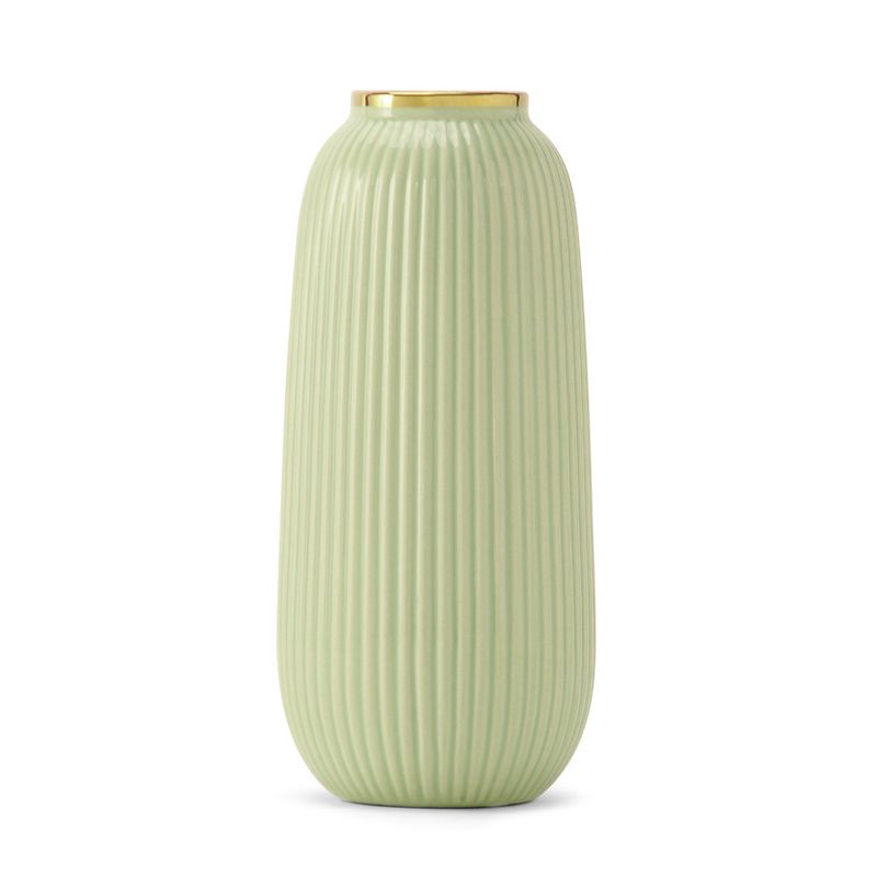 Buy Pure Home + Living Green Ribbed Ceramic Vase Online