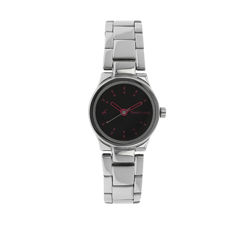 Fastrack Black Dial Silver Metal Strap Watch: Buy Fastrack Black Dial ...