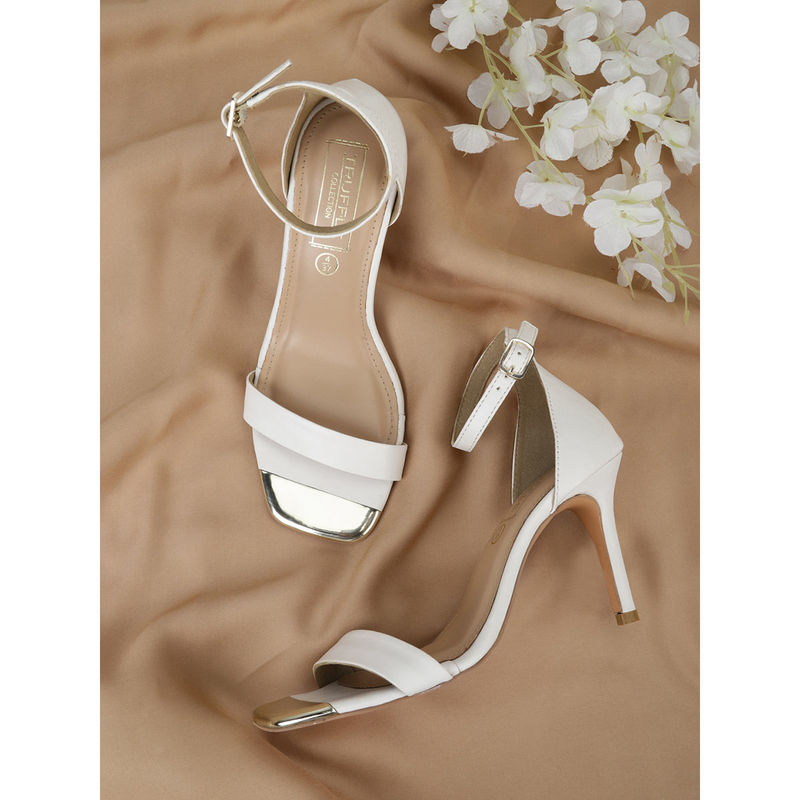 Buy Truffle Collection White Solid Heels Online
