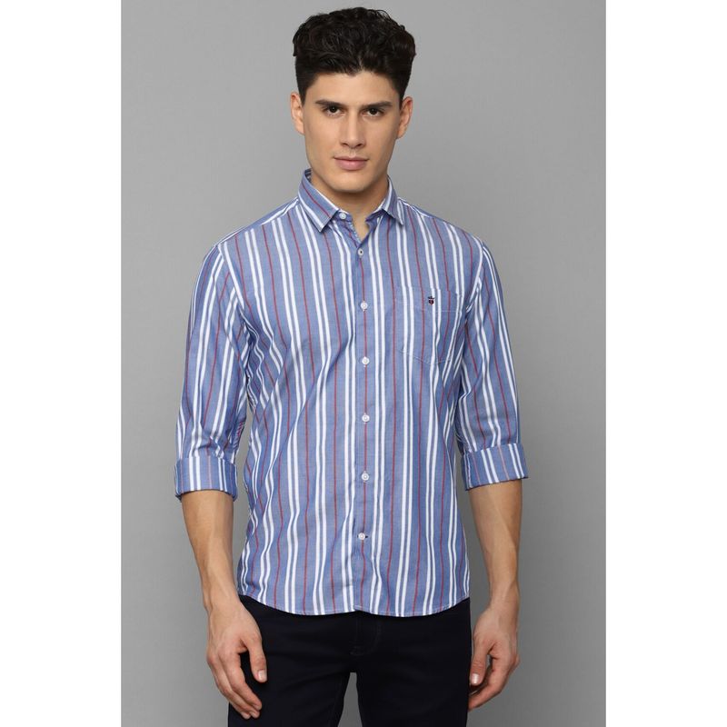 Buy Louis Philippe Men Blue Slim Fit Stripe Full Sleeves Casual Shirt ...