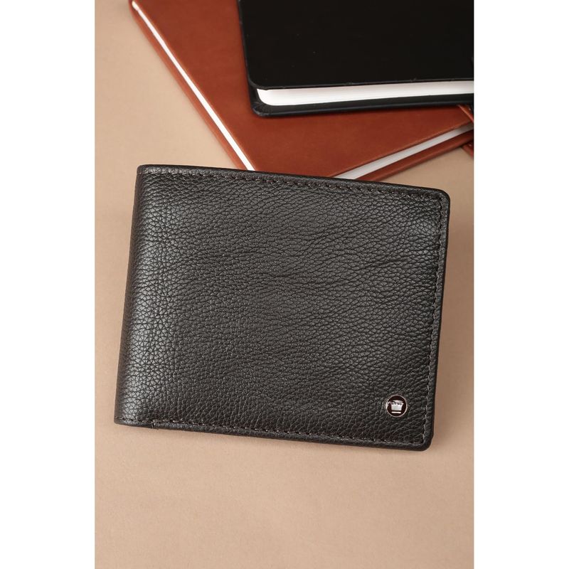 Buy Louis Philippe Men Black Textured Genuine Leather Wallet Online