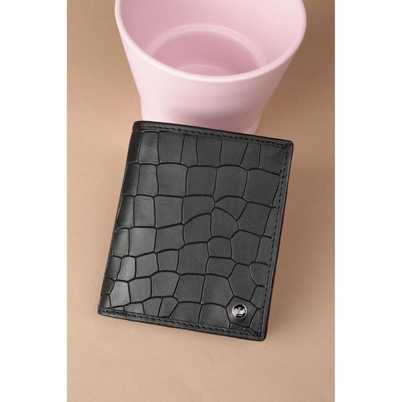 Buy Louis Philippe Men Black Textured Genuine Leather Wallet Online