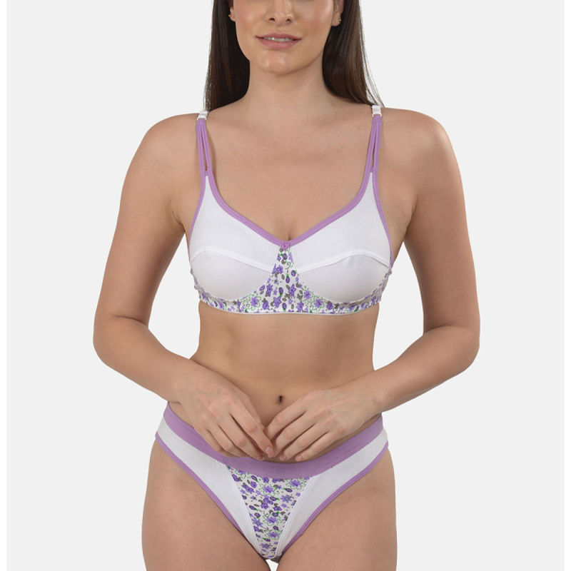 Buy Mod & Shy Non Padded,Non Wired Lingerie Set - Purple Online