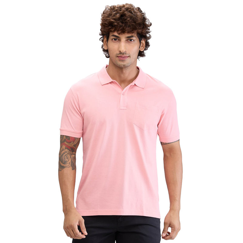 Buy ColorPlus Tailored Fit Solid Medium Pink T-Shirt Online