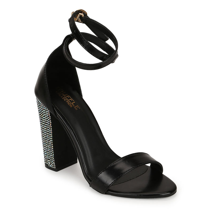 Buy Truffle Collection Black Solid Heels Online