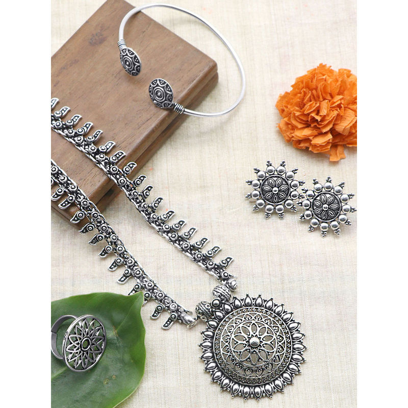 Buy Teejh Neha Silver Oxidized Jewellery Gift Set Online