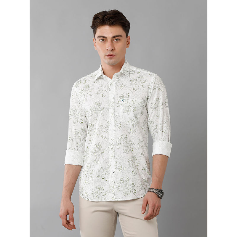 Buy CAVALLO By Linen Club Men's Cotton Linen White Printed Slim Fit ...