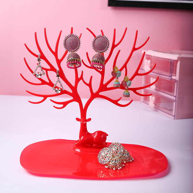 Buy Voncasa Stylish Red Jewelry Tree Stand Online