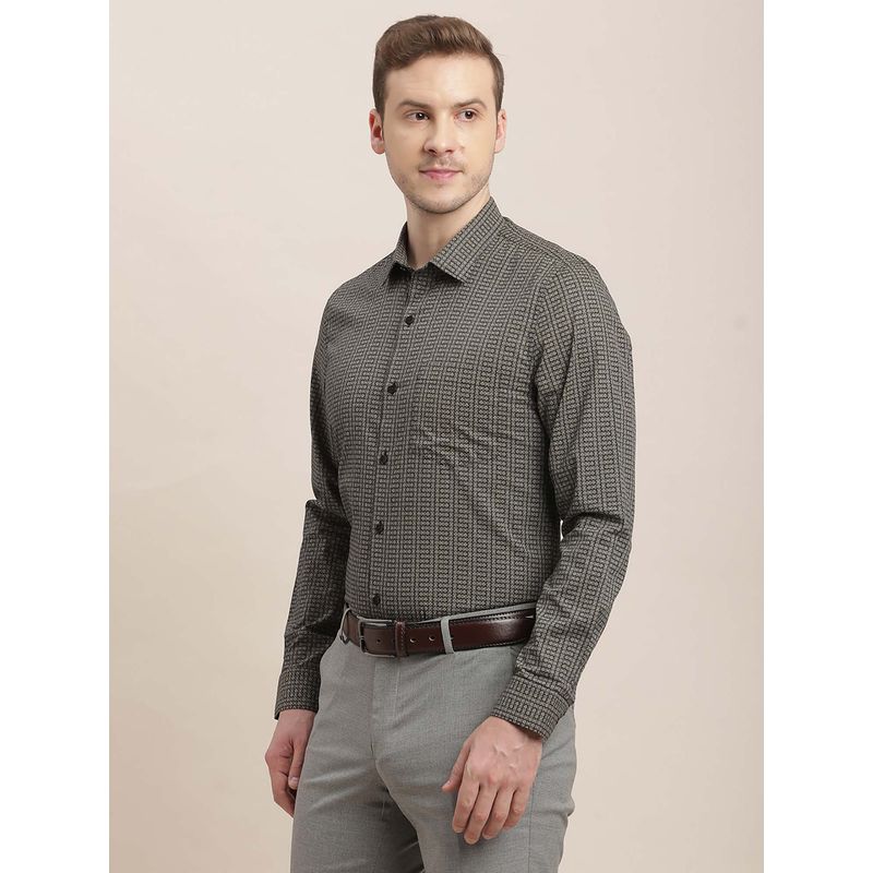 Buy Turtle Men Cotton Slim Fit Grey Printed Formal Shirt Online
