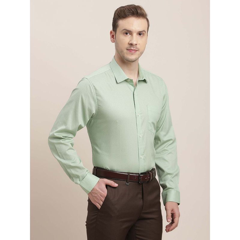 Buy Turtle Men Cotton Regular Fit Light Green Printed Formal Shirt Online
