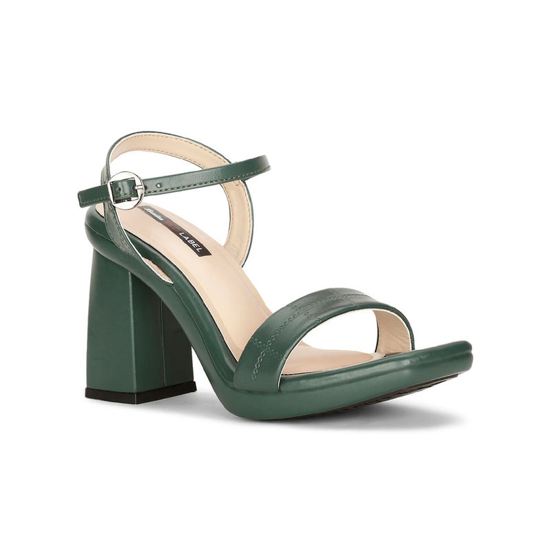 Bata Women Buckle Self- Design Heels- Green: Buy Bata Women Buckle Self ...