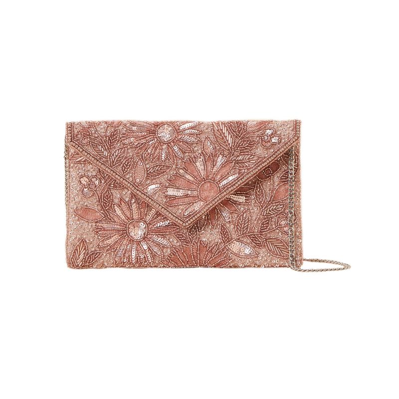 Buy Accessorize London Womens Pink Tara Embellished Classic Clutch Online