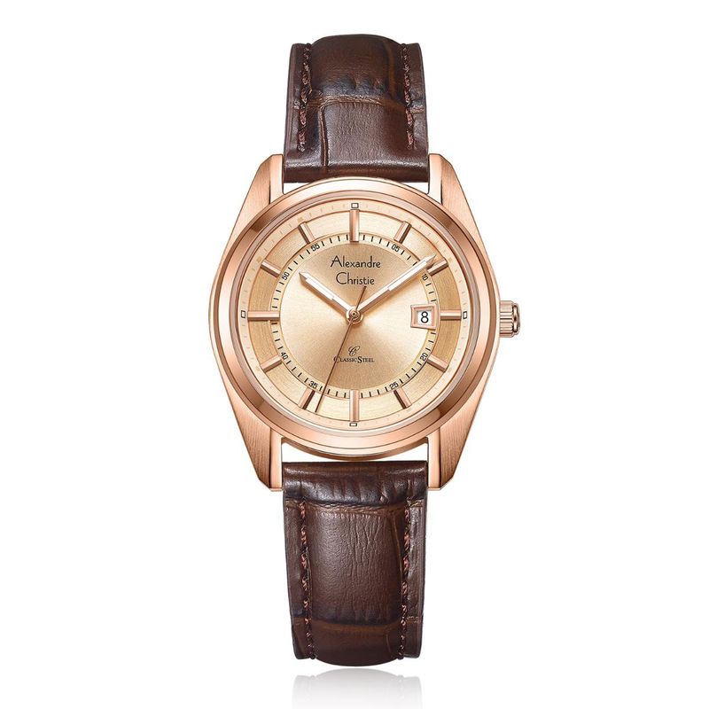 Buy Alexandre Christie Women Classic Steel Rose Gold Round Dial Analog ...