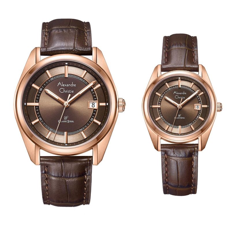 Buy Alexandre Christie Unisex Classic Steel Brown Round Dial Analog ...